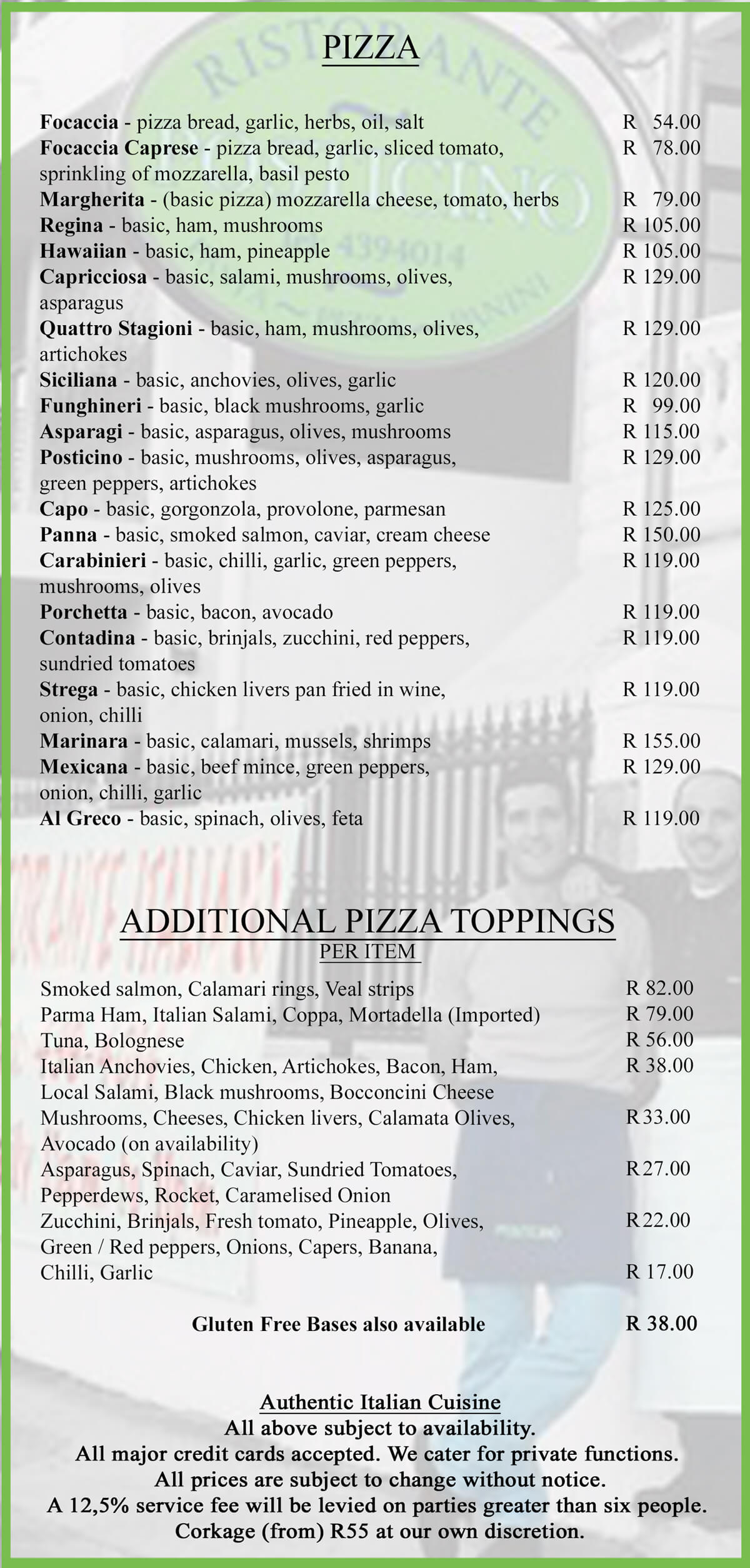 Posticino Sea Point Menu - Posticino